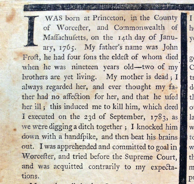 The Confession and Dying Words of Samuel Frost | Graphic Arts